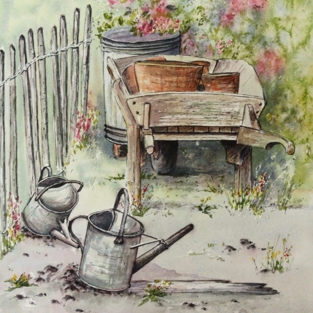 Compost Corner - a garden greetings card - Ingrid Hill Art