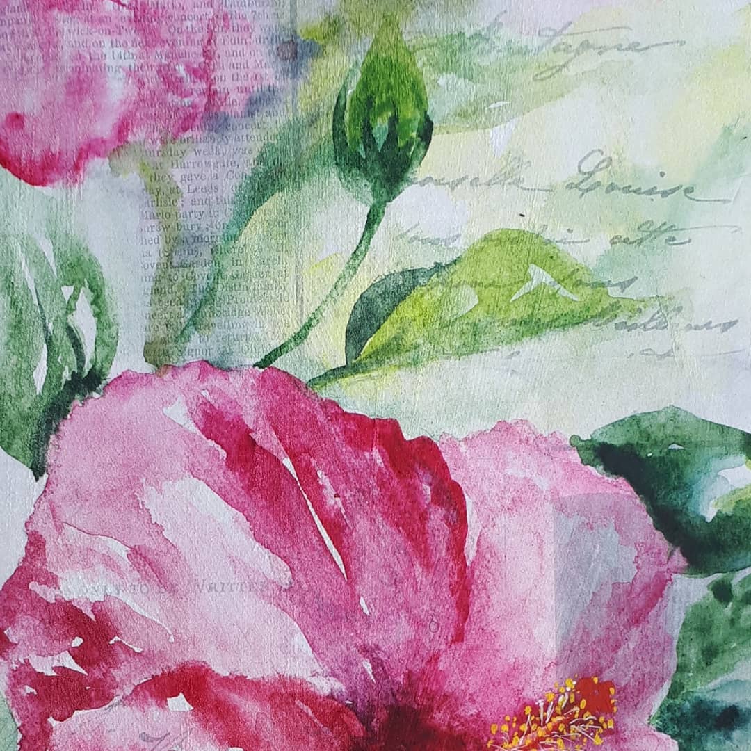 Watercolours & Old Book Pages - Ingrid Hill Art